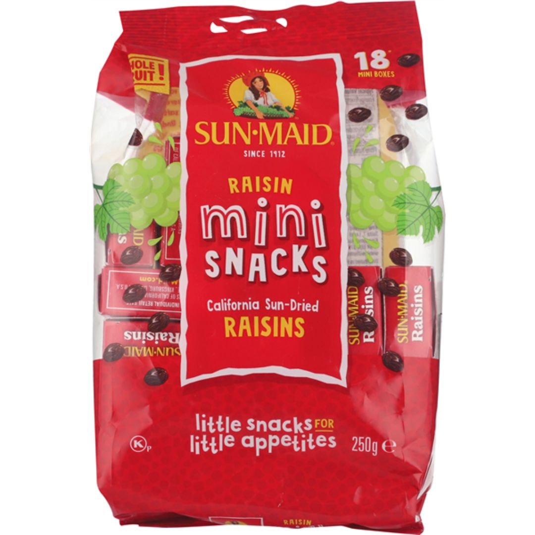 SUN MAID MINI SNACKS 18-PK (Rosiner) 250 g - Fastelavn - Slikboden ApS