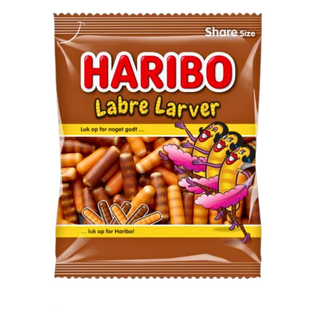 Haribo Labre Larver 120 g 20 stk. - Brunt slik - Slikboden ApS
