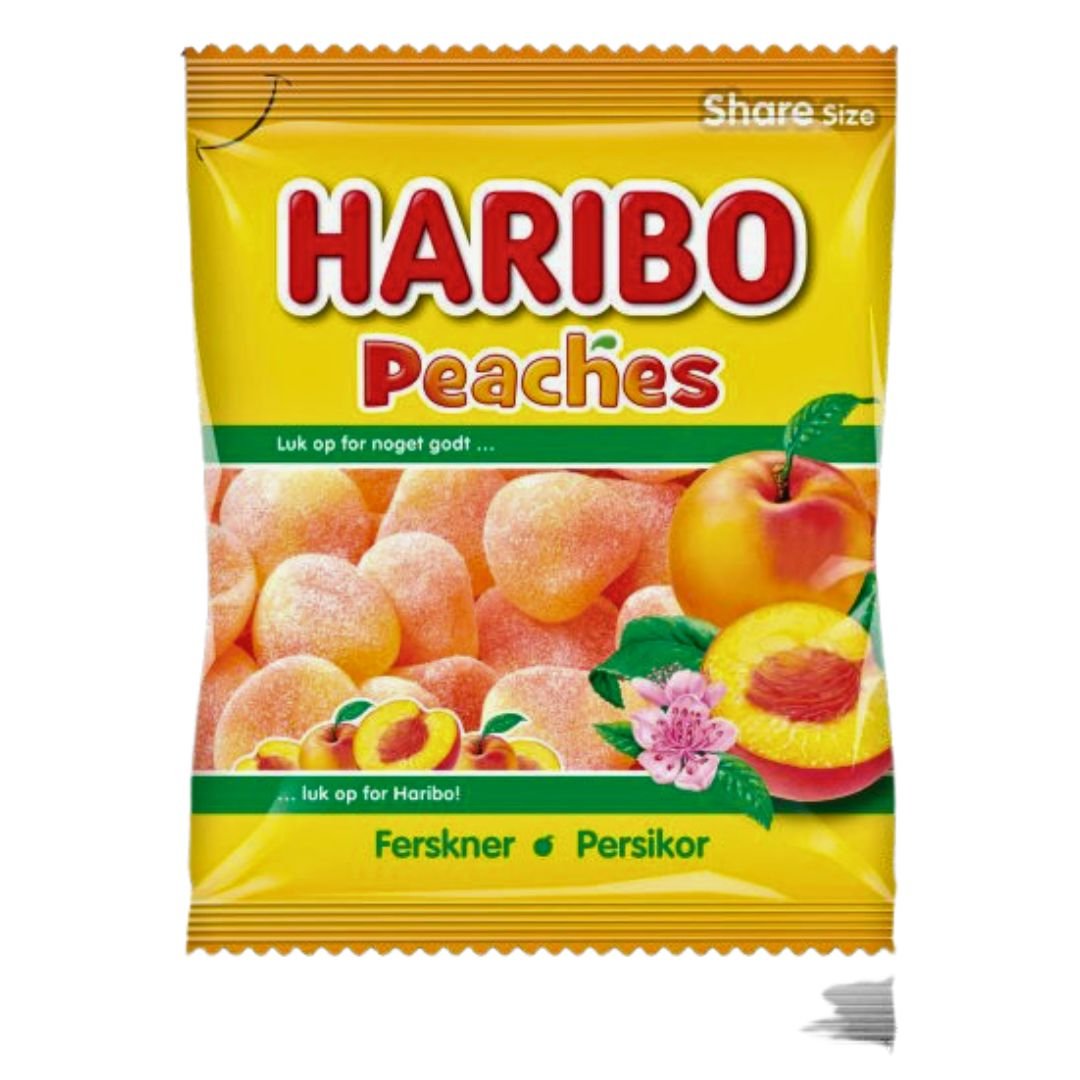 Haribo Ferskner 120 g 16 stk. - Haribo poser 120 g - Slikboden ApS