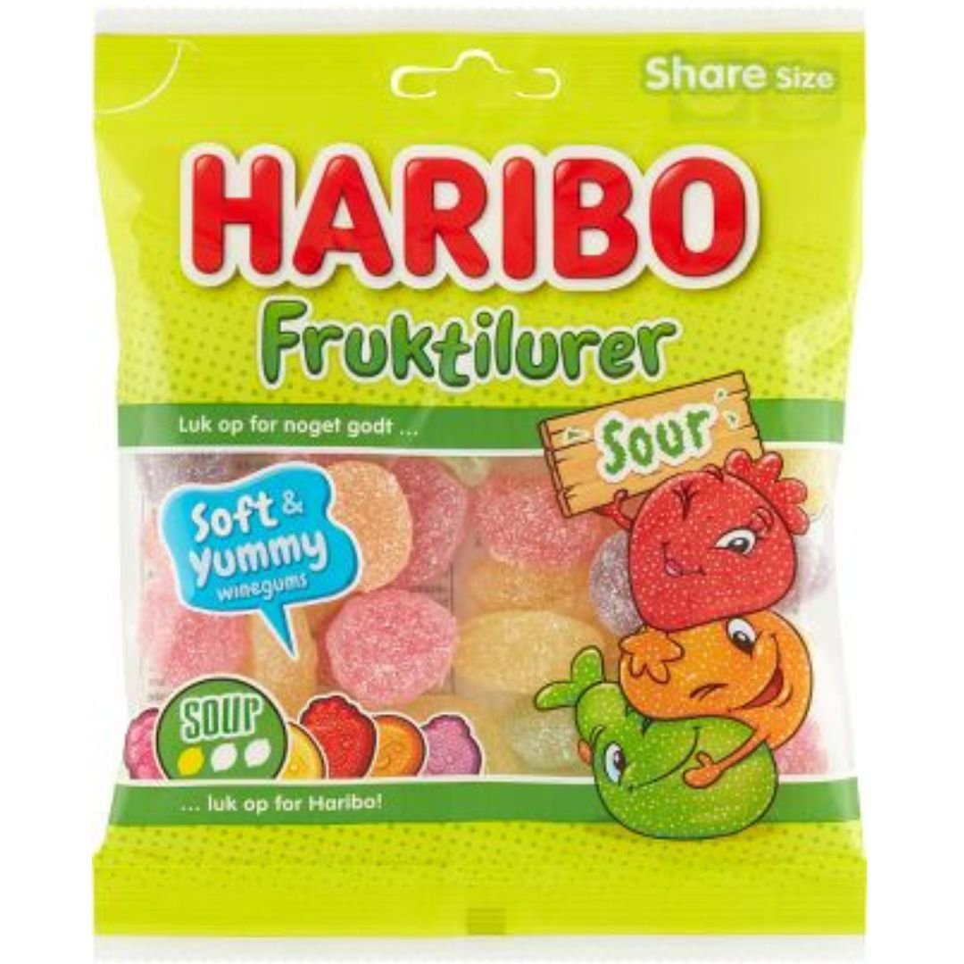 Haribo Fruktilurer Sour 120 g 20 stk. - SLIKPOSER - Slikboden ApS
