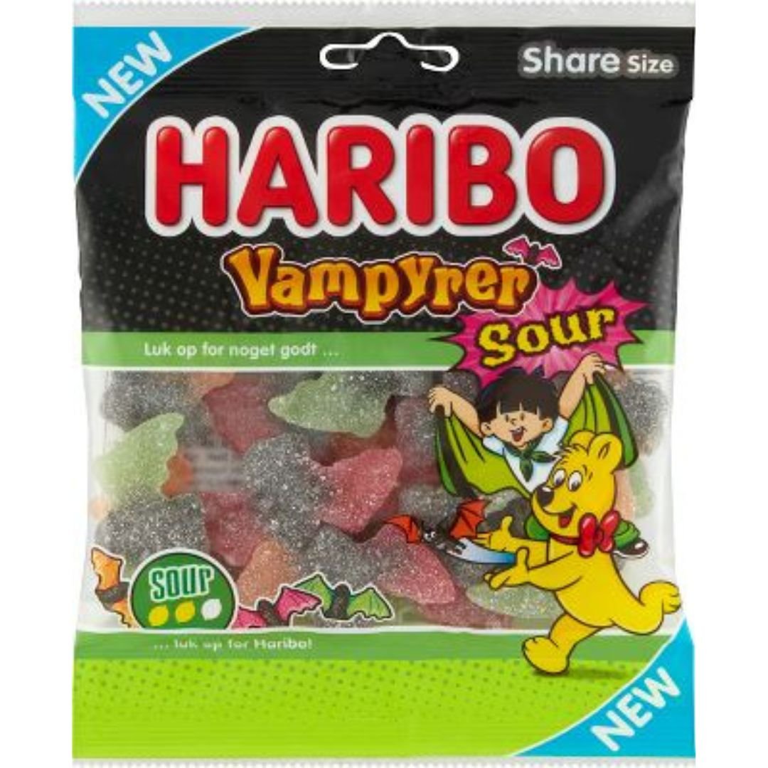 Haribo Vampyrer Sour 18 x 120 g - SLIKPOSER - Slikboden ApS
